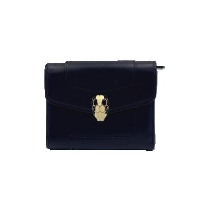 China Bvlgari Serpenti Forever Wallet Trifold Used High End Bags Black Leather for sale