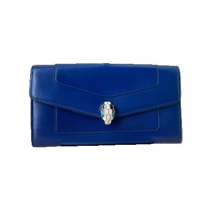 China Blue Authentic Secondhand Bvlgari Serpenti Forever Wallet  Gold Tone Brass for sale