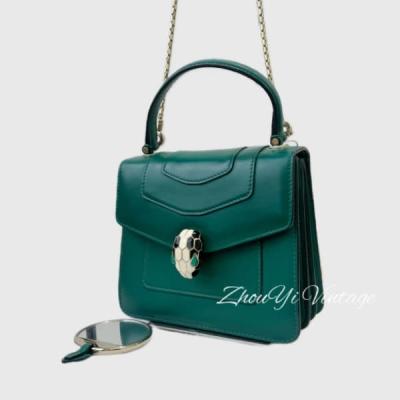 China Emerald Green Leather BVLGARI Used Bag Top Handle Bag Organizer Crossbody Bag for sale