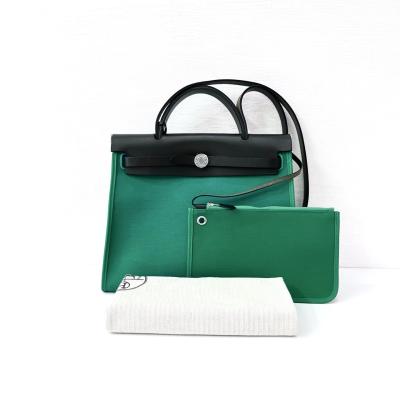 China HermèS Herbag Zip 31 PM Green Canvas PHW Tote Bag Used High End Bags Auth LikeNew for sale