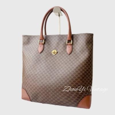 China Used CELINE Bag Brown 35*35cm Macadam Tote Monogram Canvas Bag for sale