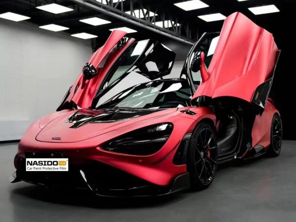 Quality TPU Color Wrap Film Easy Cleaning Matte Chinese Red Car Wrap Customize Dry Apply for sale