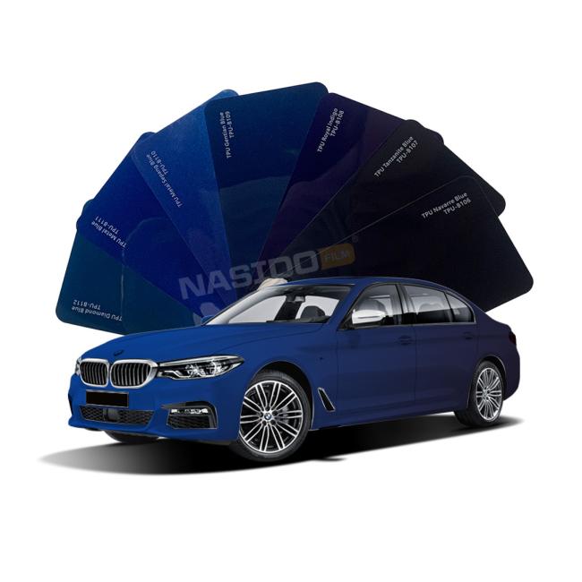 NASIDO TPU Blue Series film applied to car hood