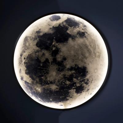 China Creative LED Moon Light Wall Lamp Simple Modern Printed Corridor and Living Room Background Wall Painting Sconce for sale