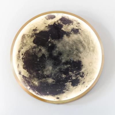 China Creative LED Moon Light Wall Lamp Simple Modern Printed Corridor and Living Room Background Wall Painting Sconce for sale