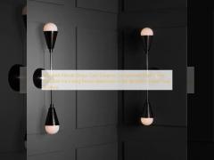 Modern Nordic Brass Cast Ceramic Lampshade Wall Lamp Suitable for Living Room Bedroom Hotel Bedside Linear Triad Sconce