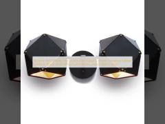 Βόρεια τέχνη Welles Stell Δύο κεφαλές Sconce Δημιουργική μεταλλική υφή Μαύρο και άσπρο Γεωμετρικό τοίχωμα λαμπτήρα
