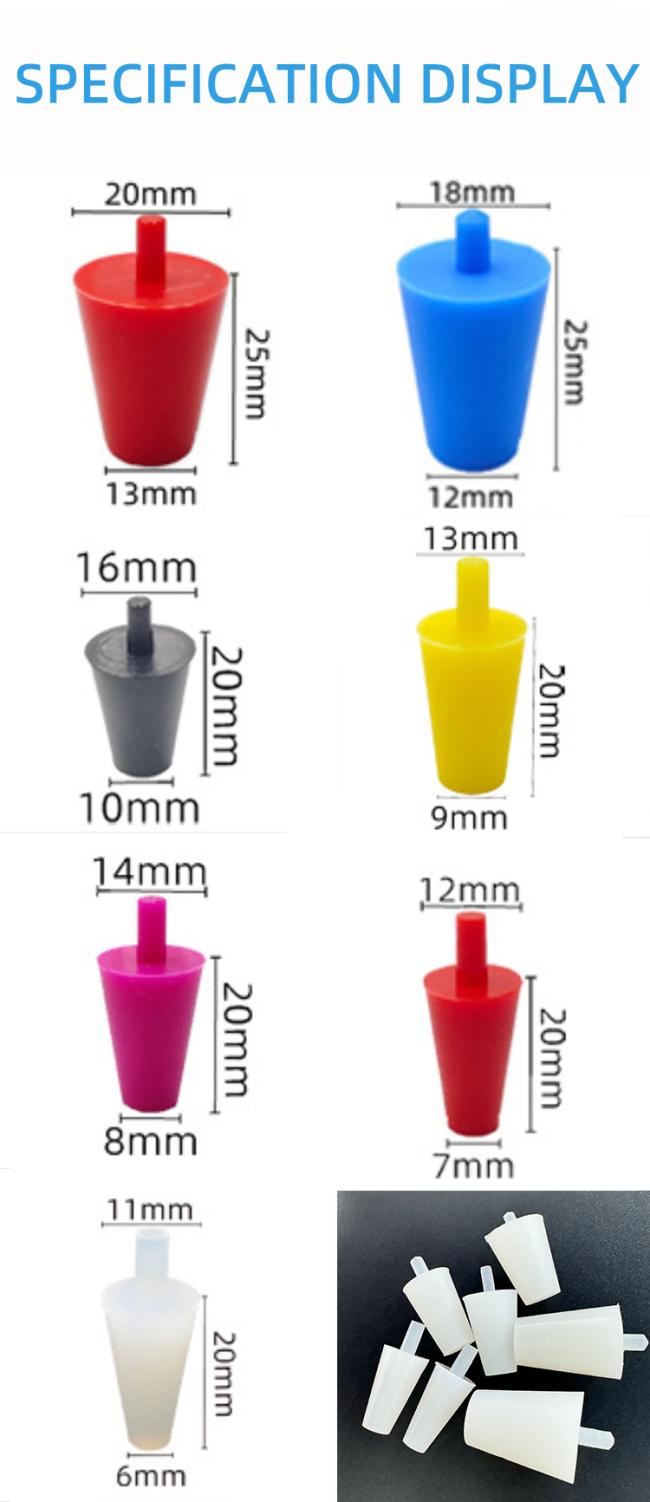 Industrial silicone stopper size comparison chart
