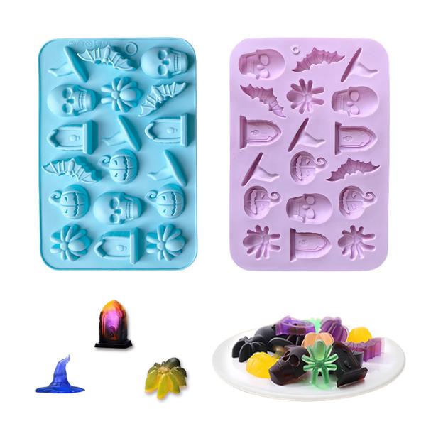 Quality Disposable Eco-Friendly Silicone Halloween Chocolate Spider Skeleton Ice Tray Cake Tools Moulds Resin Mold Single Piece for sale