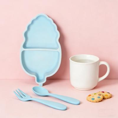 China Feeding Tableware Set featuring Durable Non Toxic Adorable Corn Design Silicone Divided Dish Irregular Toddler Tableware for sale