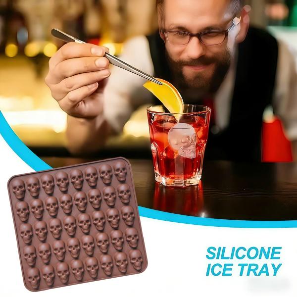 Quality 1 Piece Cake Tools Type Moulds Silicone Mini Skull Gummie Mold 40 Grids Non Stick Disposable Halloween Candy Cake Making for sale