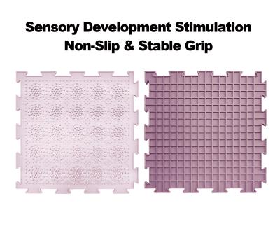 China Customized Color Non Toxic Durable Lightweight Silicone Sensory Mat Circular Dot Texture Anti Slip Reusable Home Floor Mat for sale