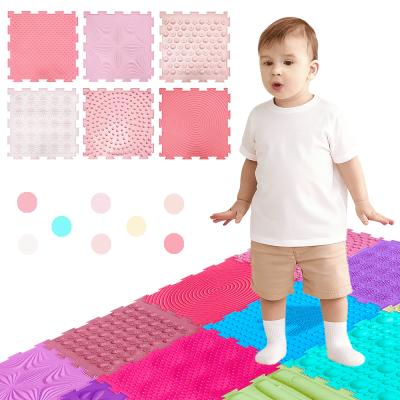 China Customized Logo Durable Reusable Silicone Mat Set Multi Texture BPA Free Foldable Adjustable Sensory Integration Training Toddler for sale
