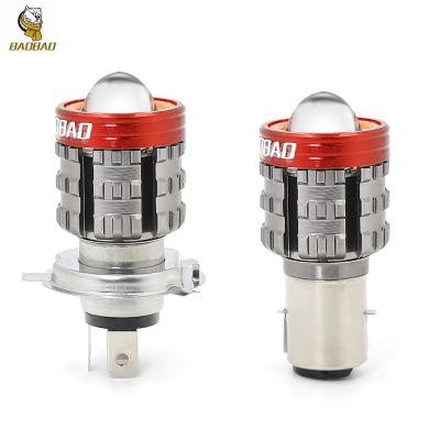 China 15W Metall Weiß Gelb Blitz Rosa Ring LED Linse H4 BA20D Motorrad Scheinwerfer zu verkaufen
