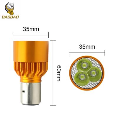 Cina 15W Metal Golden Case Bianco Color stabile 3 Lenti H4 BA20D Motociclo Mini Guida Far in vendita