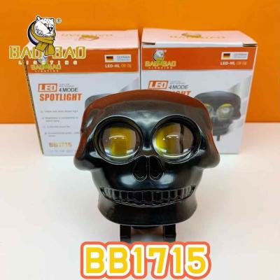 Cina Teschio in alluminio 12V 2 Occhi Bianco Giallo Doppio Colore Flash Argento Nero Per Moto Mini Guida Luce in vendita