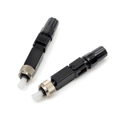 China Black Ftth Embedded Fiber Optic Cable Connectors Singlemode Quick Connector for sale