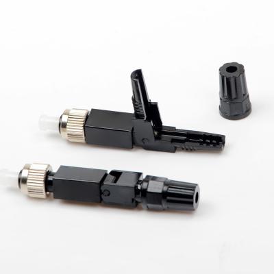 China Black Ftth Embedded Fiber Optic Cable Connectors Singlemode Quick Connector for sale