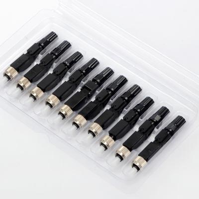 China Black Ftth Embedded Fiber Optic Cable Connectors Singlemode Quick Connector for sale