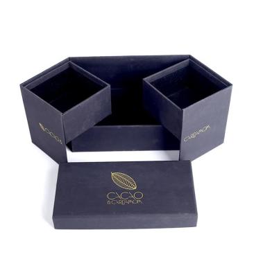 China Recycled Black Food Packing Boxes Chocolate Gift Box Packaging With Lid for sale