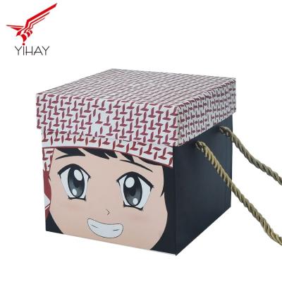 China Multicolor Gorgeous Paper Gift Box Cardboard Custom Size With Rope Handle for sale