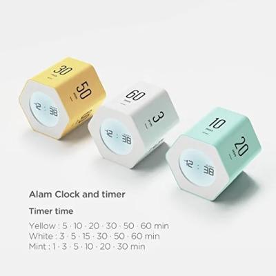 China Hexagonal Yellow Digital Clock Timer Backlit 12 / 24 Hour Mode Rotating for sale
