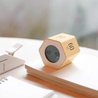China Hexagonal Yellow Digital Clock Timer Backlit 12 / 24 Hour Mode Rotating for sale