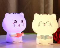 China OEM Kingda Remote Control Kitten Night Light Silicone Touch Lamp 7 Color Battery Powered CE for sale