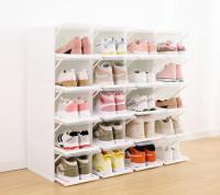 China 35L Clear Shoe Case Box Stackable Plastic Storage Container Drawer Design for sale