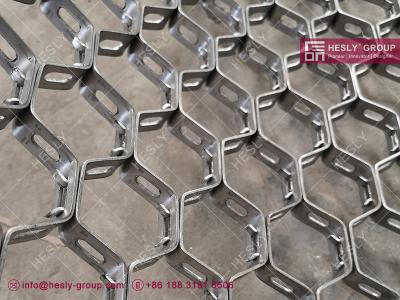 China Stainless Steel 410S Hexagonal Mesh with protruding lances | 10mm depth | 50mm hex hole | China Factory HESLY for sale