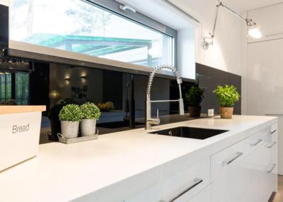 China Super White Nano Coloured Glass Kitchen Worktops / Bath Nanotech Matte Countertops for sale