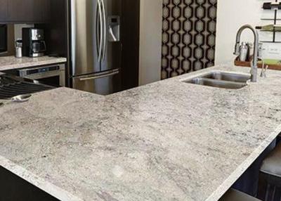 China White Marble Granite Kitchen Worktops Brown Stripes With Sink for sale