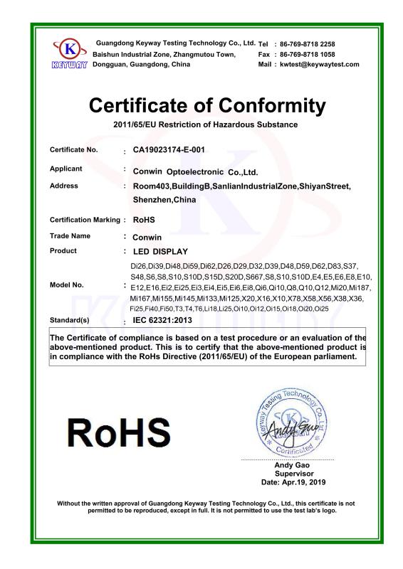 Rohs - Conwin Optoelectronic Co., Ltd.