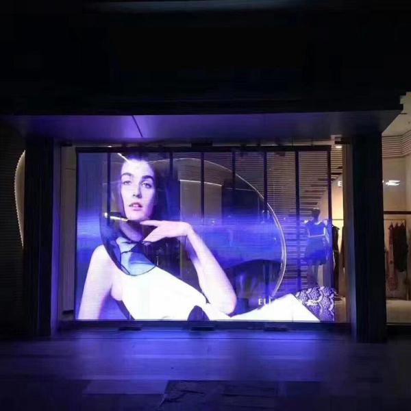 실내 투명한 LED 디스플레이 화면 P3.91LED 비디오 벽 유리 LED 메시 디스플레이 패널
