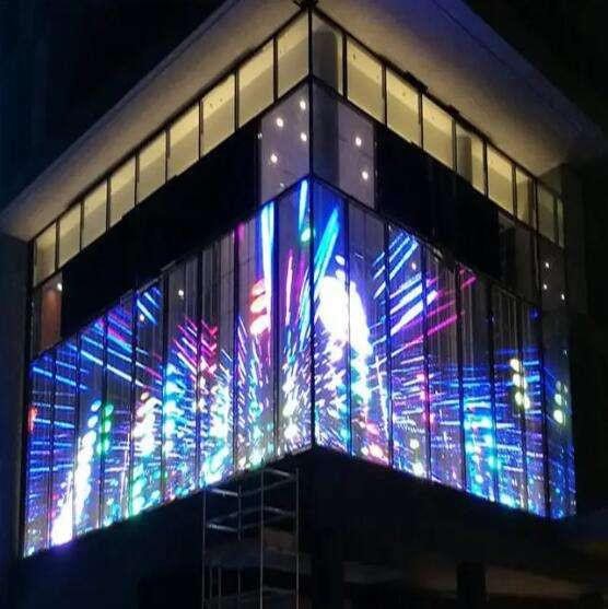 실내 투명한 LED 디스플레이 화면 P3.91LED 비디오 벽 유리 LED 메시 디스플레이 패널