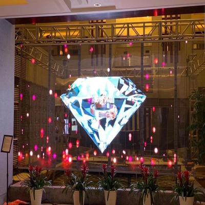 China Outdoor Indoor P3.91-P7.8 LED Glass Cabinet 500x1000mm Transparent Film Panels Strip Grid for sale