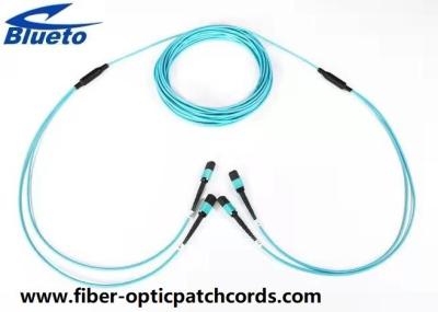 China Ligações em ponte da fibra multimodo do cabo MPO MTP OM3 24Core de Aqua Color Fiber Optic Patch à venda