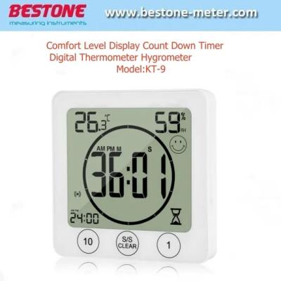 China Comfort Level Display Count Down Timer Digital Thermometer Hygrometer for sale