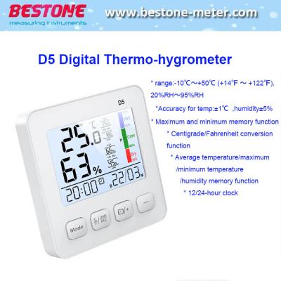 China D5 Digital Hygrometer Thermometer for House High Accuracy Humidity Temperature Monitor with LCD Display Black Font for sale