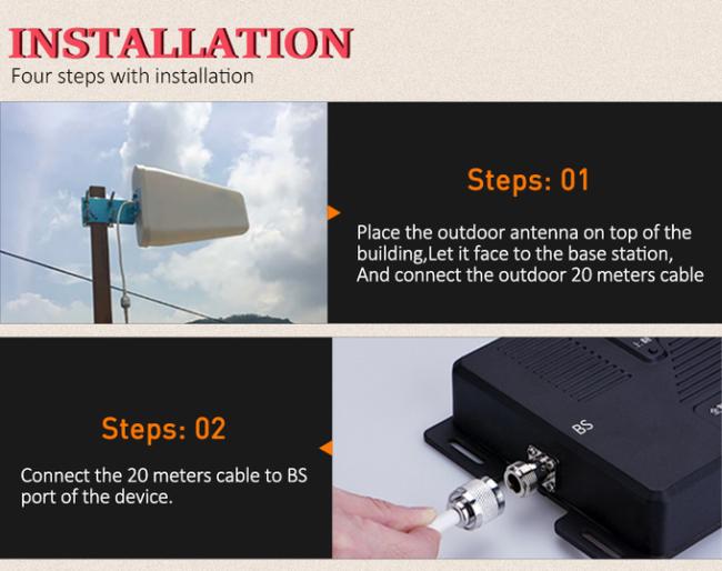 Dual Band Signal Booster 2G 3G 4G 850/2100MHz 70dB Gain Repeater Amplifier 6