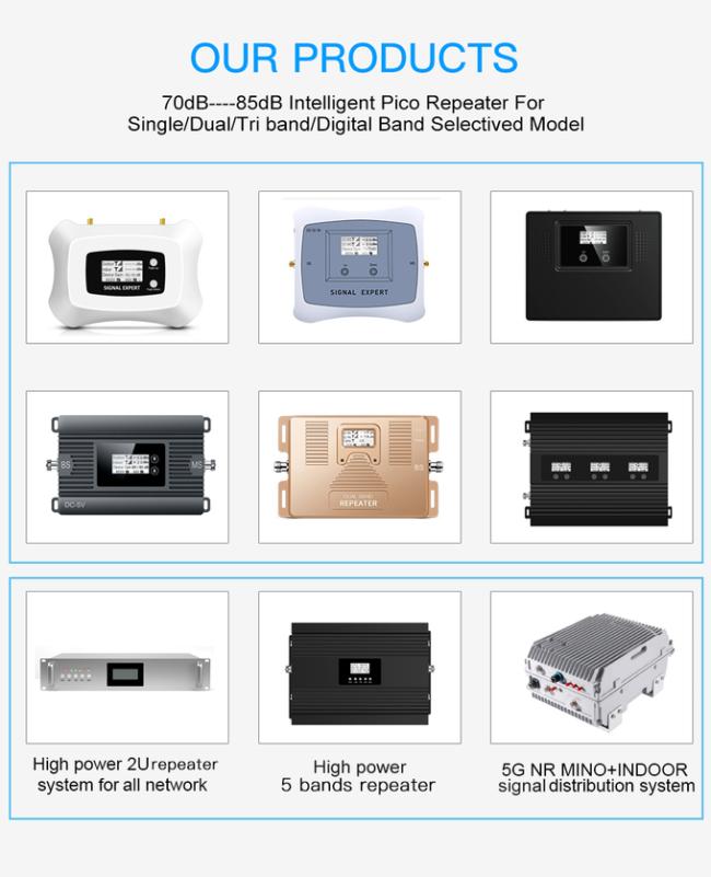Dual Band Signal Booster 2G 3G 4G 850/2100MHz 70dB Gain Repeater Amplifier 11