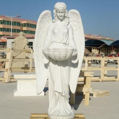 China Customized European Style Marble Sculpture with Hand Carved and Polished Angel Wings for sale