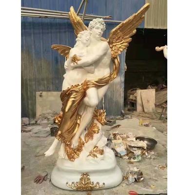 China Customized European Style Marble Sculpture with Hand Carved and Polished Angel Wings for sale