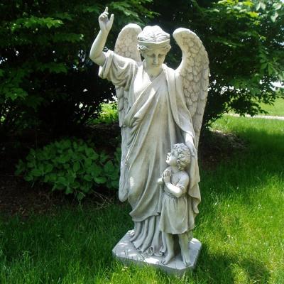 China Customized European Style Marble Sculpture with Hand Carved and Polished Angel Wings for sale