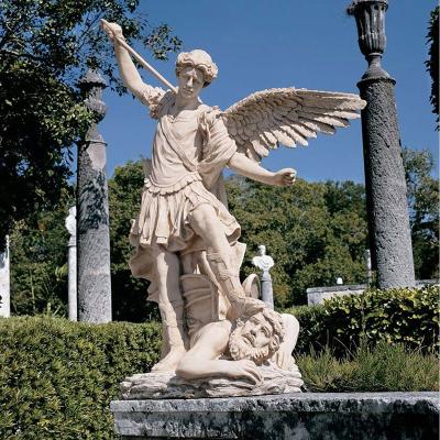 China Customized European Style Marble Sculpture with Hand Carved and Polished Angel Wings for sale