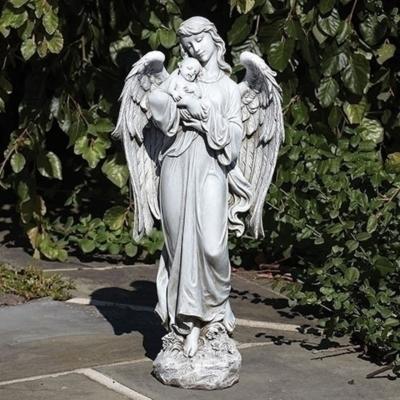 China Customized European Style Marble Sculpture with Hand Carved and Polished Angel Wings for sale