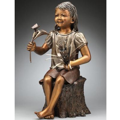 China Outdoor Garden Decor Life Size Bronze Girl Standing on Globe Statue with Engraved Model for sale