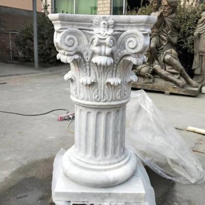 China Outdoor Decoration Western Architecture Building Material Roman Pillars Hand Carved China White Marble Column Capital For Sale for sale