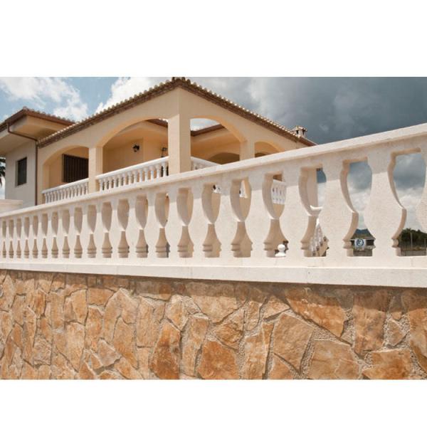 Quality Custom European Beige Marble Baluster And Balustrade For Luxury Stair Handrail for sale