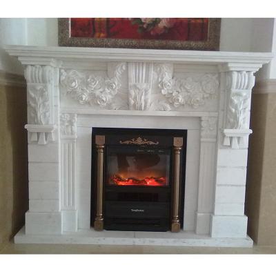 China Indoor Used Marble Fireplaces with Decorative Carrara Surround in Zoo Inspired Design for sale